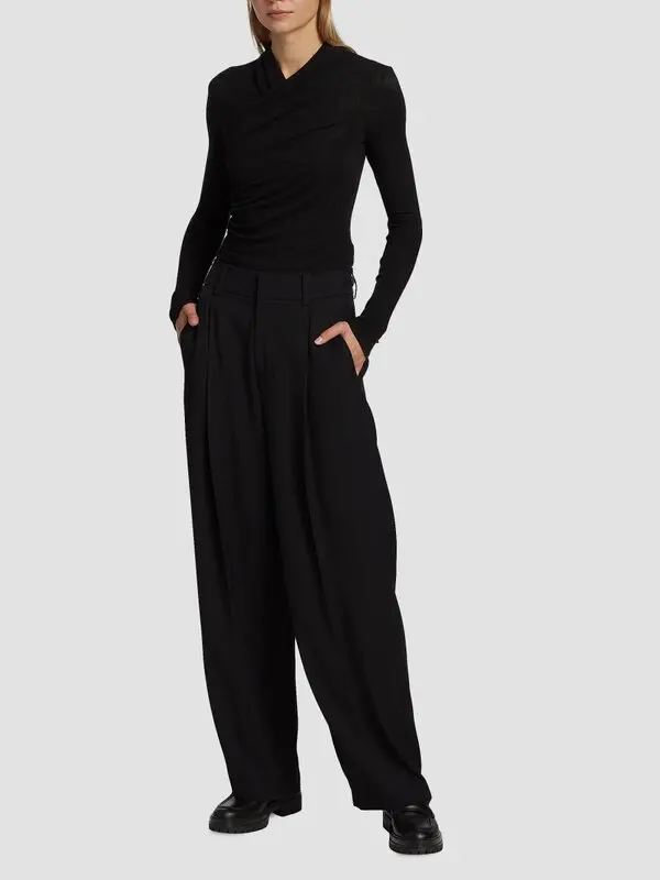 Vince Ruched Long-sleeve Top - Black