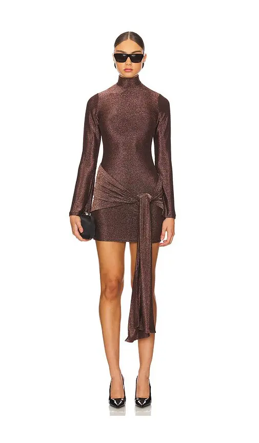 Bardot Seraphina Tie Front Metallic Dress
