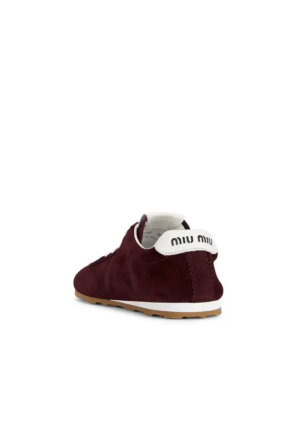 Miu Miu Plume Nylon Scamosciato Sneaker - Bordeaux