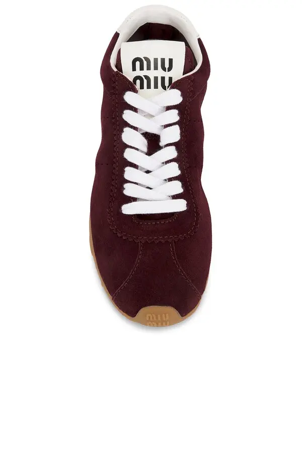 Miu Miu Plume Nylon Scamosciato Sneaker - Bordeaux