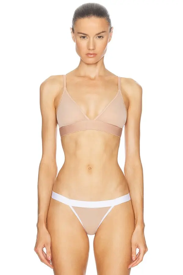 NEGATIVE UNDERWEAR Sieve Triangle Bra In Beige - Buff