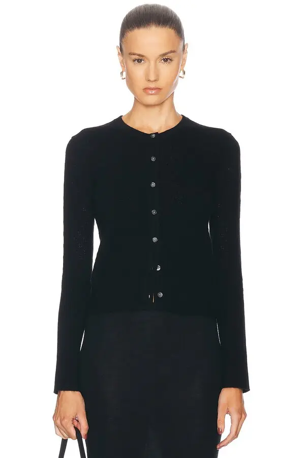 Guest In Residence Jane Pointelle Cashmere Cardigan - Black