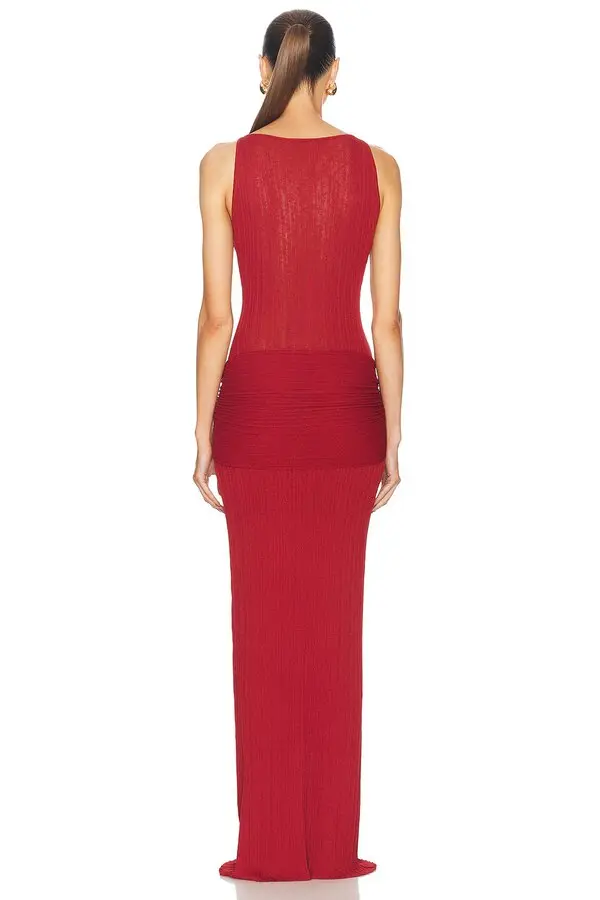 aya muse red dress Scarf-detail silk-blend jersey gown in red - Aya Muse