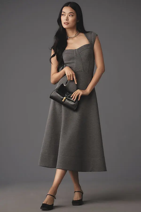 knee length dresses for ladies SHE'S THAT GIRL FITTED MIDI DRESS – AKIRA main image 1
