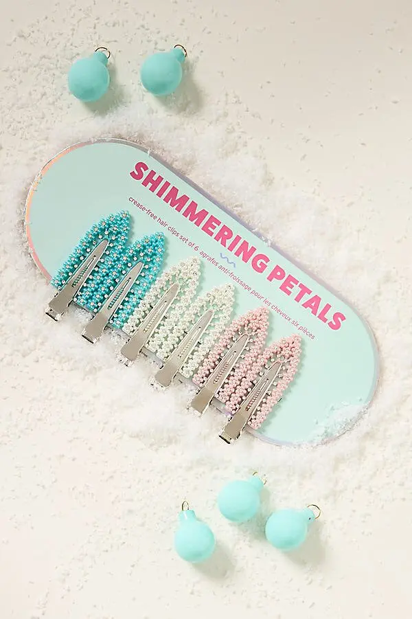 Anthropologie Shimmering Petals Hair Clips Set Of 6 In  display picture 2