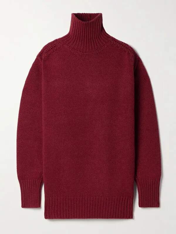 Sasuphi Convertible Oversized Cutout Ribbed Cashmere Turtleneck Mini Dress
