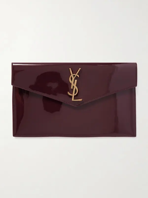 Saint Laurent Uptown Patent-leather Pouch - Burgundy