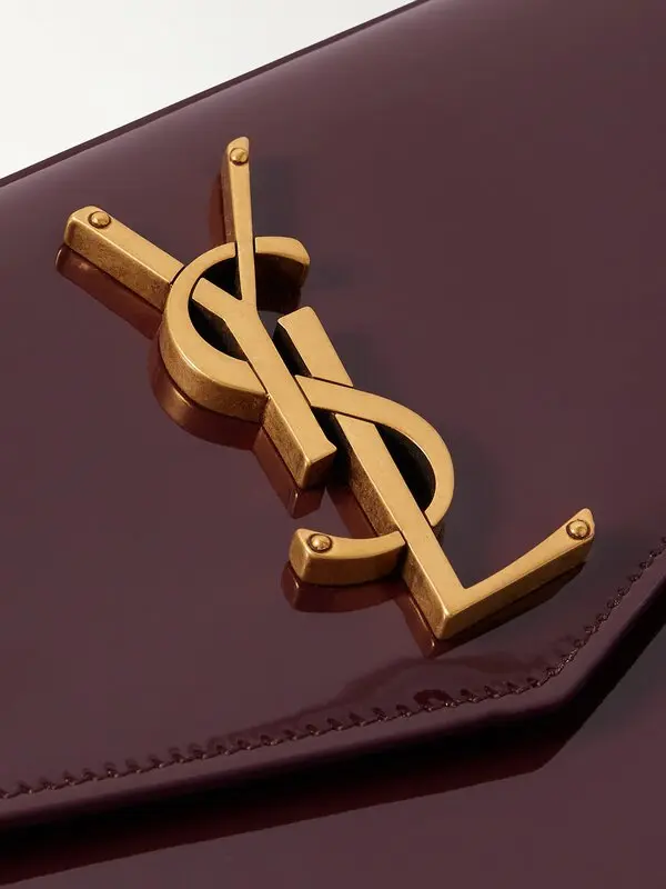 Saint Laurent Uptown Patent-leather Pouch - Burgundy
