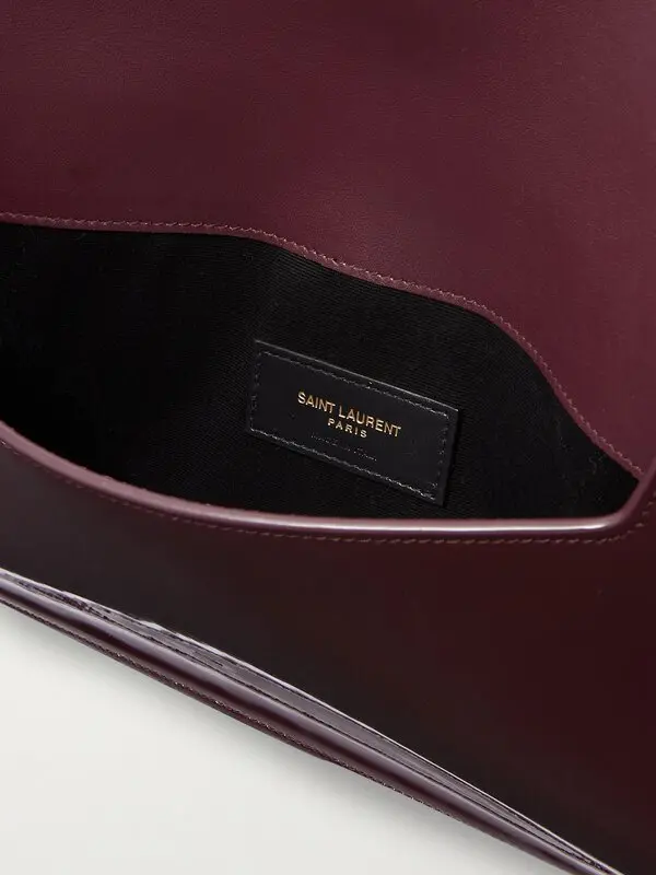 Saint Laurent Uptown Patent-leather Pouch - Burgundy