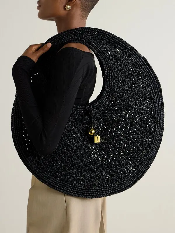 Jacquemus The Rond Raffia Tote - Black