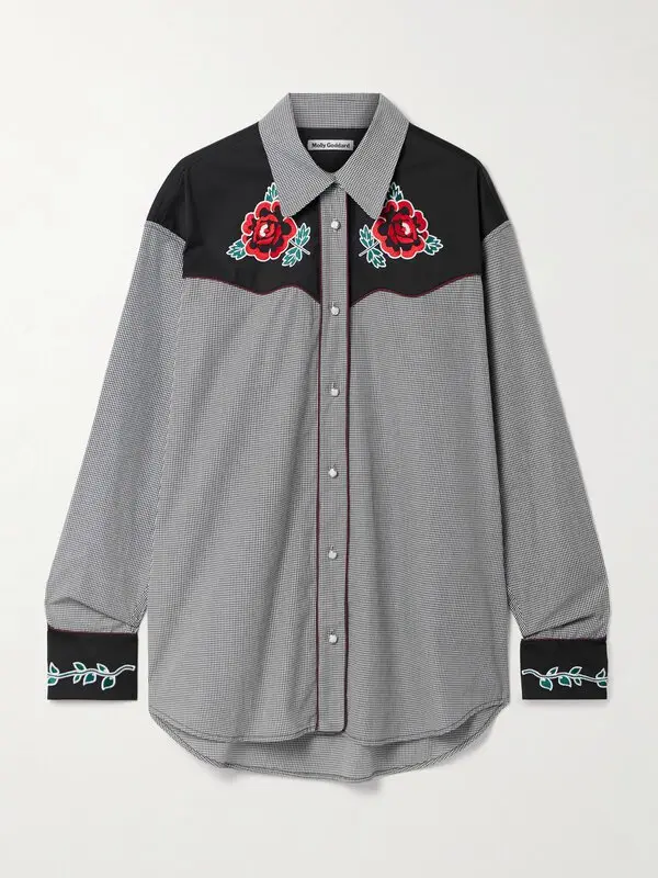 MOLLY GODDARD Meredith Appliquéd Gingham Cotton Shirt
