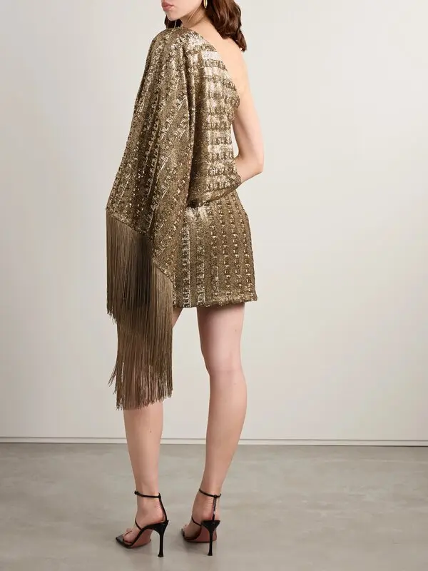 TALLER MARMO Eternity One-sleeve Sequined Mini Dress