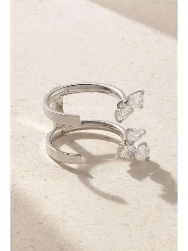 REPOSSI Serti Sur Vide 18-karat White Gold Diamond Ring - Silver