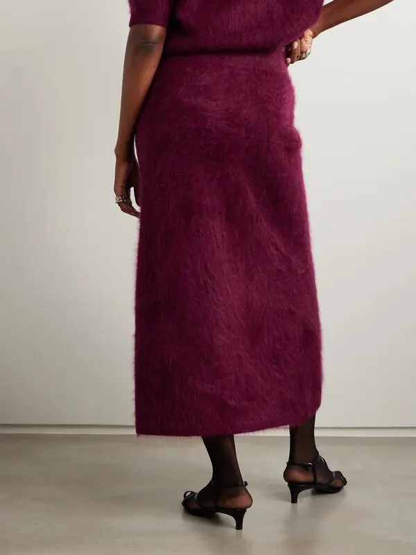 LISA YANG Asta Brushed-cashmere Midi Skirt - Burgundy