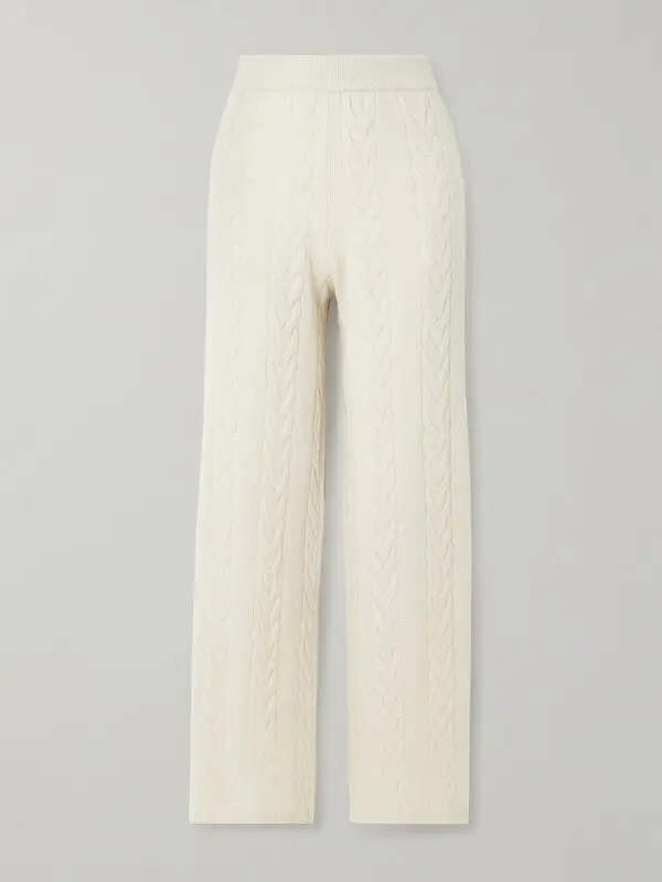 LISA YANG Dagny Cable-knit Cashmere Track Pants - Neutrals