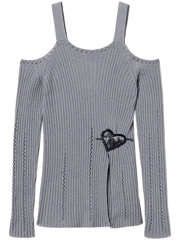 TWINSET Brooch-detail Knit Top - Grey