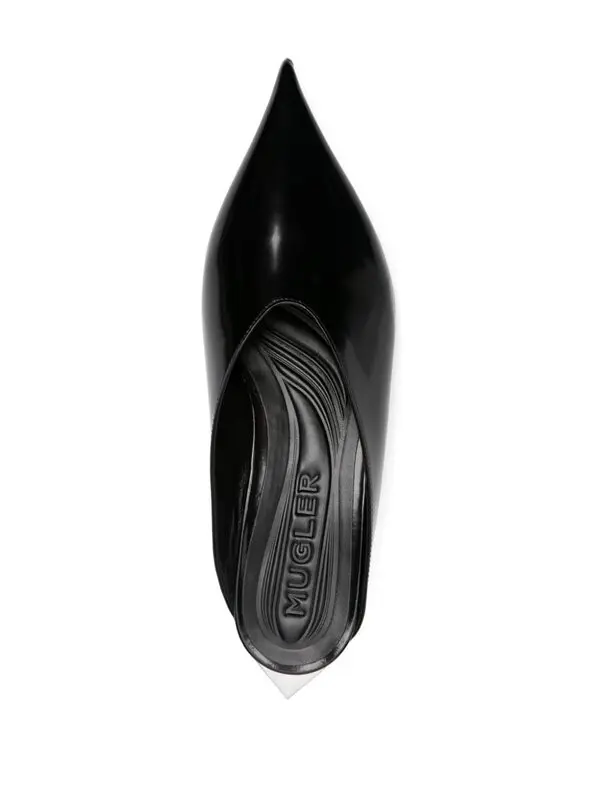 MUGLER Patent Leather Fang Flat Mules