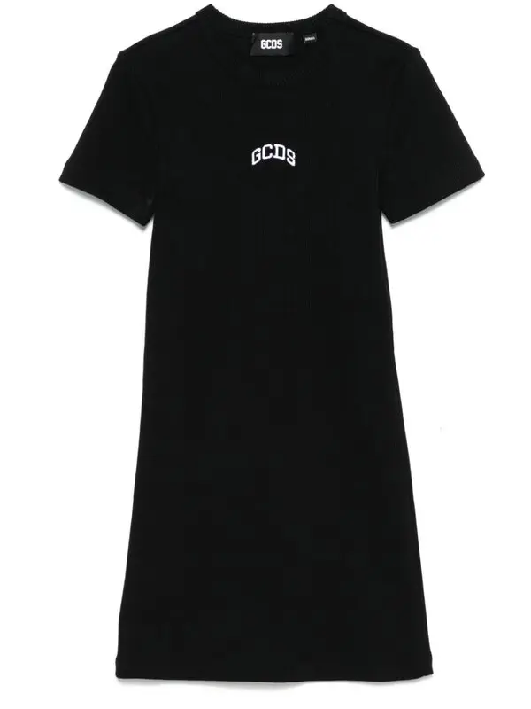 Gcds Logo-embroidered Mini Dress - Black
