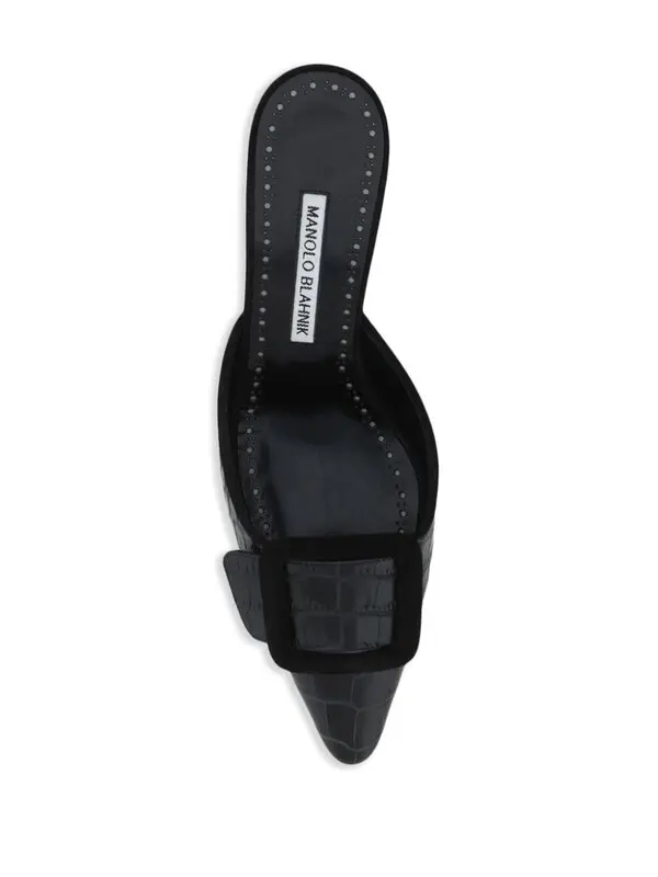 Manolo Blahnik 50mm Maysale Mules - Black | Editorialist
