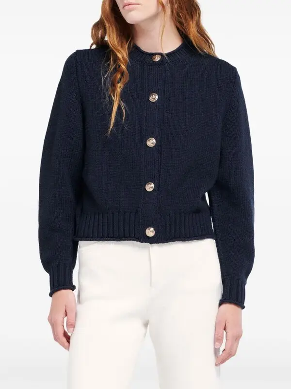 BARRIE Chunky Cashmere Cardigan - Blue