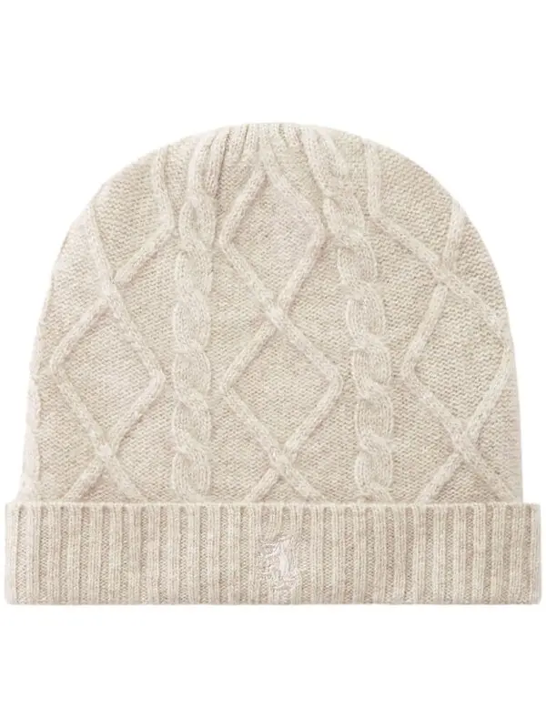 Pringle Of Scotland Cable-knit Cashmere Beanie - Neutrals