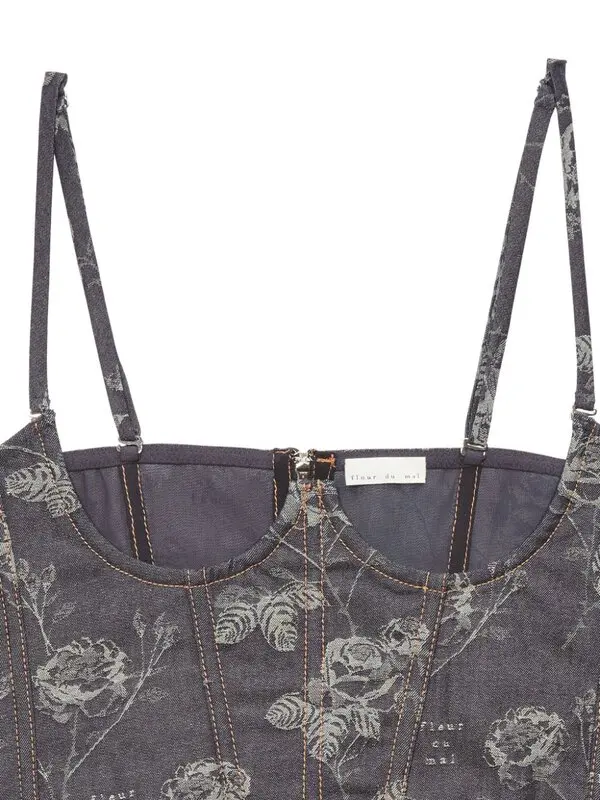 FLEUR DU MAL No Cup Jacquard Bustier - Blue