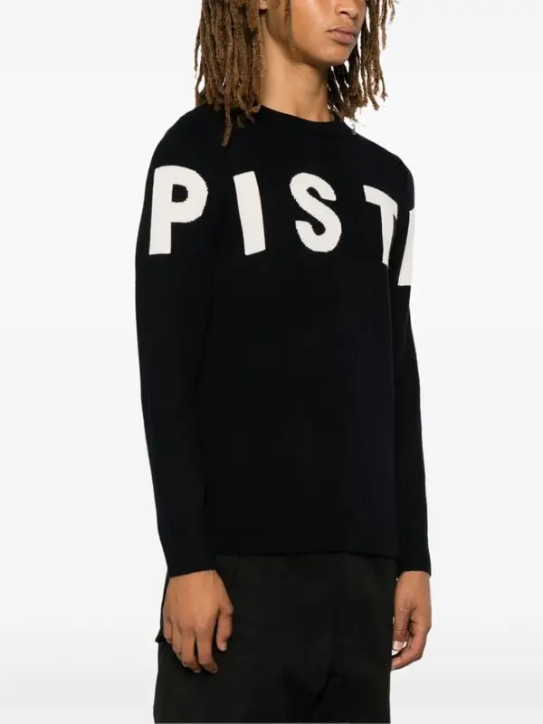 Perfect Moment Piste" Intarsia Knit Crew Neck Sweater - Blue