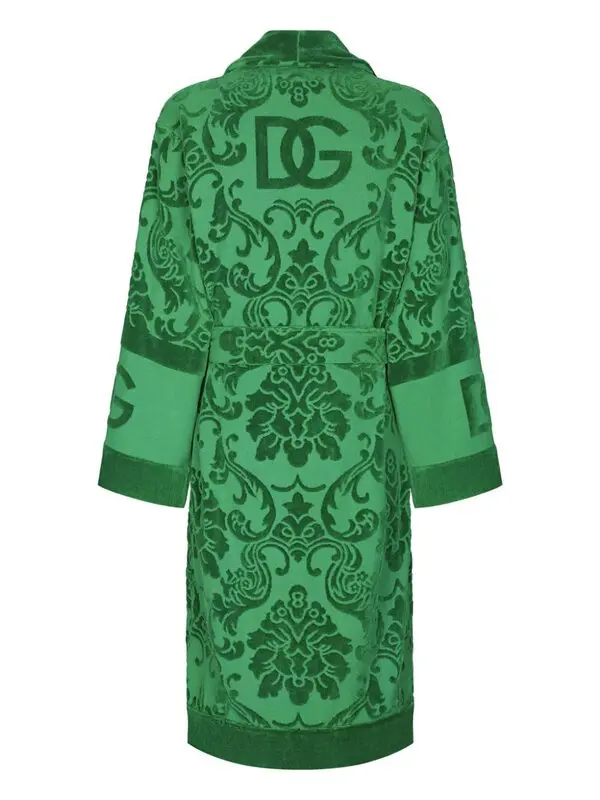 Dolce & Gabbana Terry Cotton Jacquard Bath Robe - Green