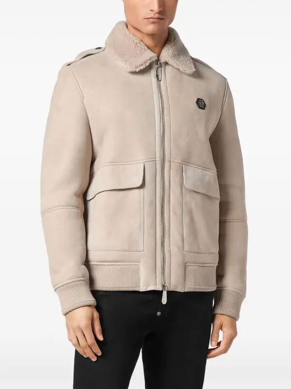 Philipp Plein Logo-patch Shearling Jacket
