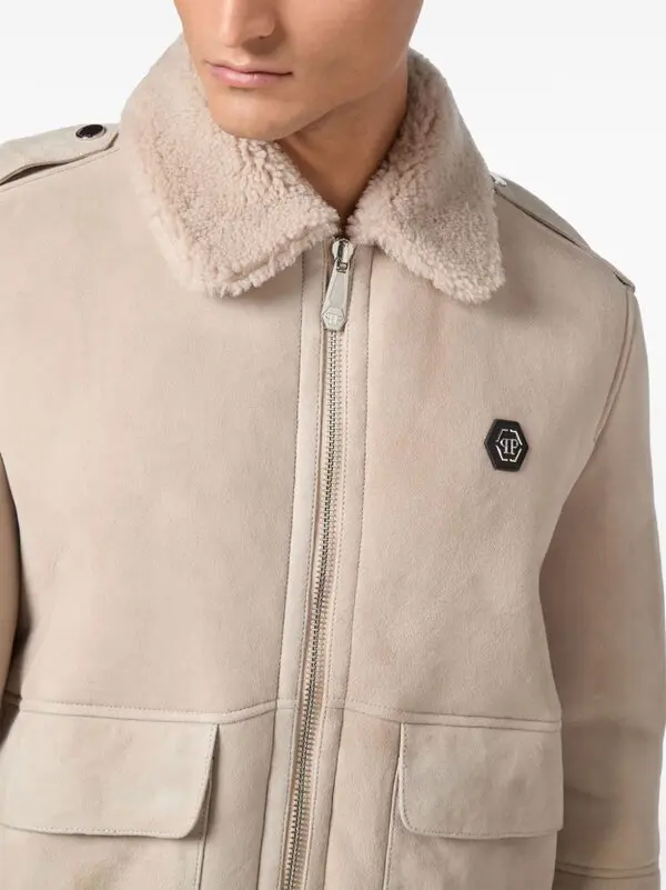 Philipp Plein Logo-patch Shearling Jacket