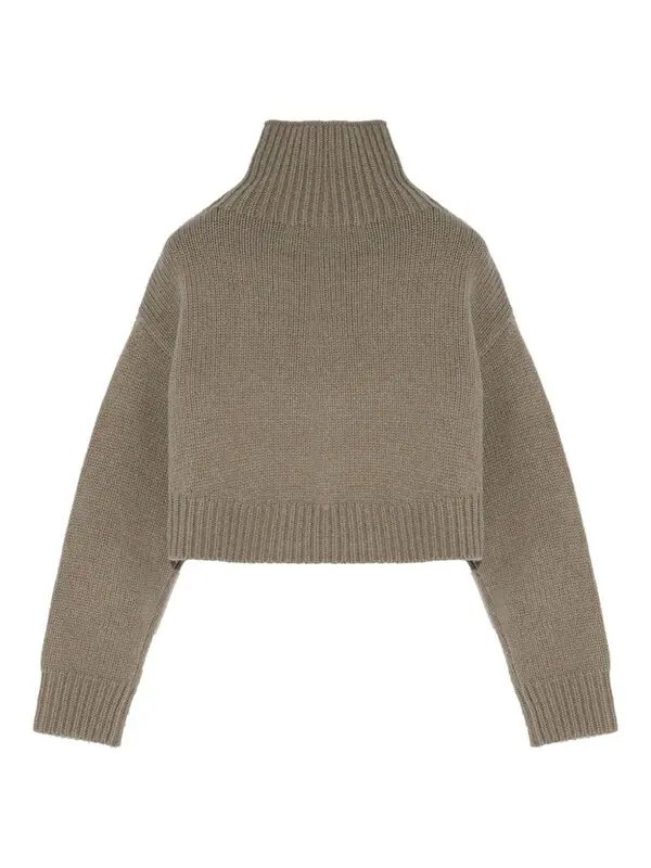 YVES SALOMON Cropped Knit Jumper - Grey