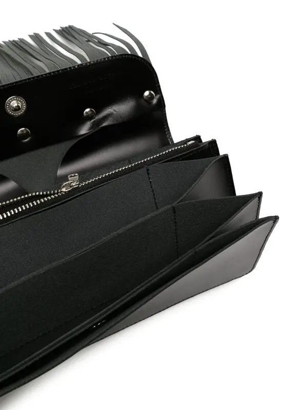 Comme Des Garçons Stud-embellished Fringed Leather Wallet - Black