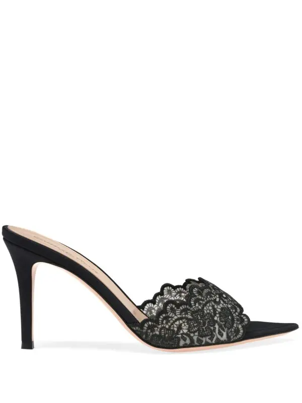 GIANVITO ROSSI 85mm Lace-appliqué Mules