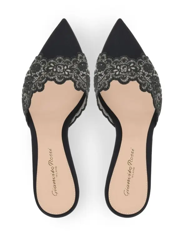 GIANVITO ROSSI 85mm Lace-appliqué Mules