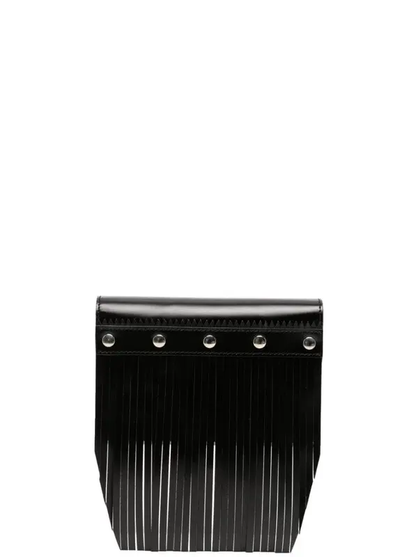 Comme Des Garçons Stud-embellished Fringed Leather Wallet - Black