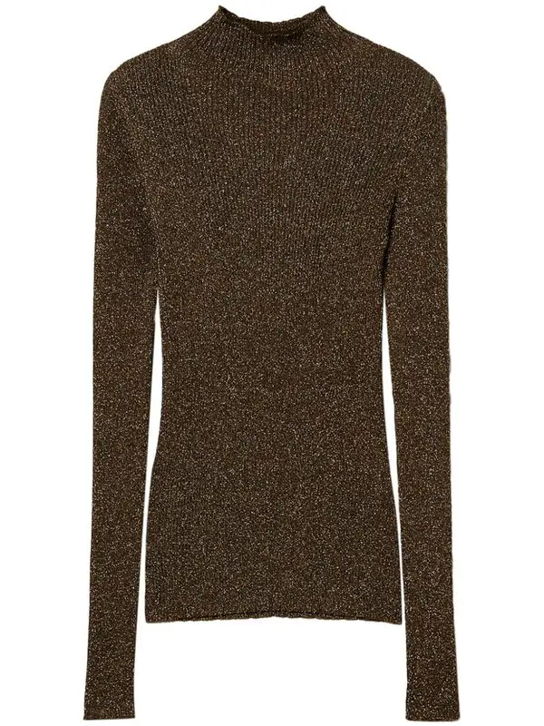 TWINSET High-neck Lurex Sweater - Brown