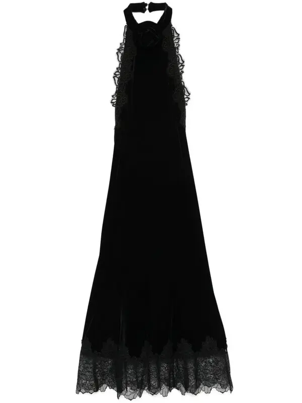 NISSA Floral-appliqué Midi Dress