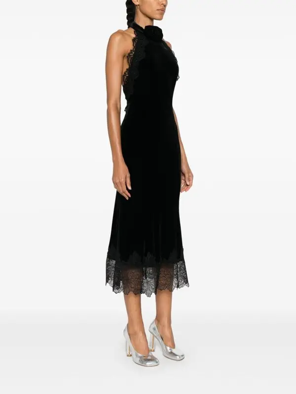 NISSA Floral-appliqué Midi Dress