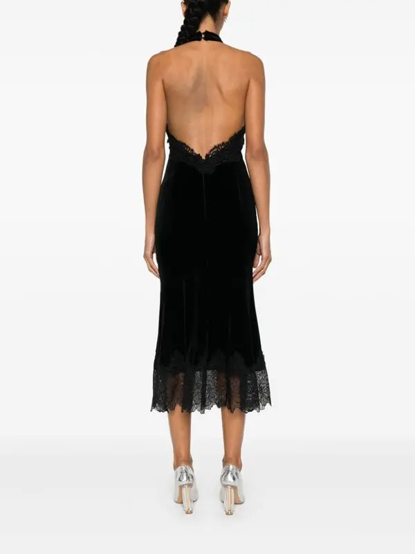 NISSA Floral-appliqué Midi Dress