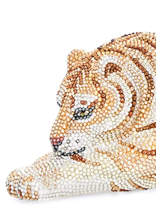Judith Leiber Wildcat En Cub Rhinestone Clutch Bag - Gold