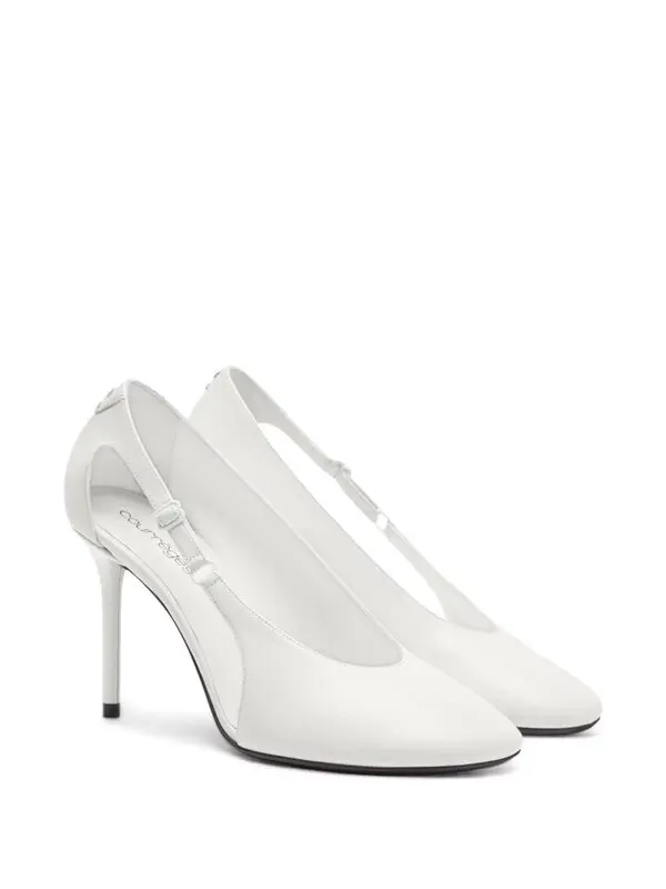 COURREGES 100mm Oblique Leather Pumps - White