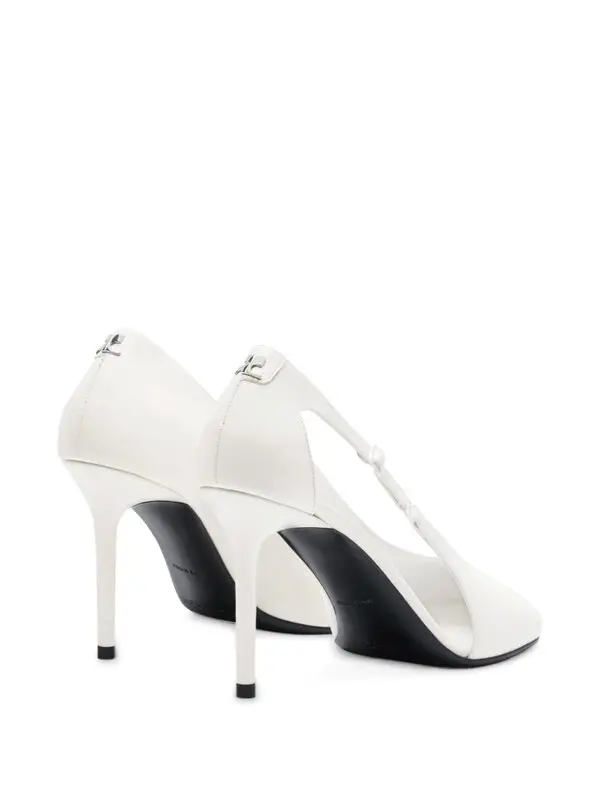 COURREGES 100mm Oblique Leather Pumps - White