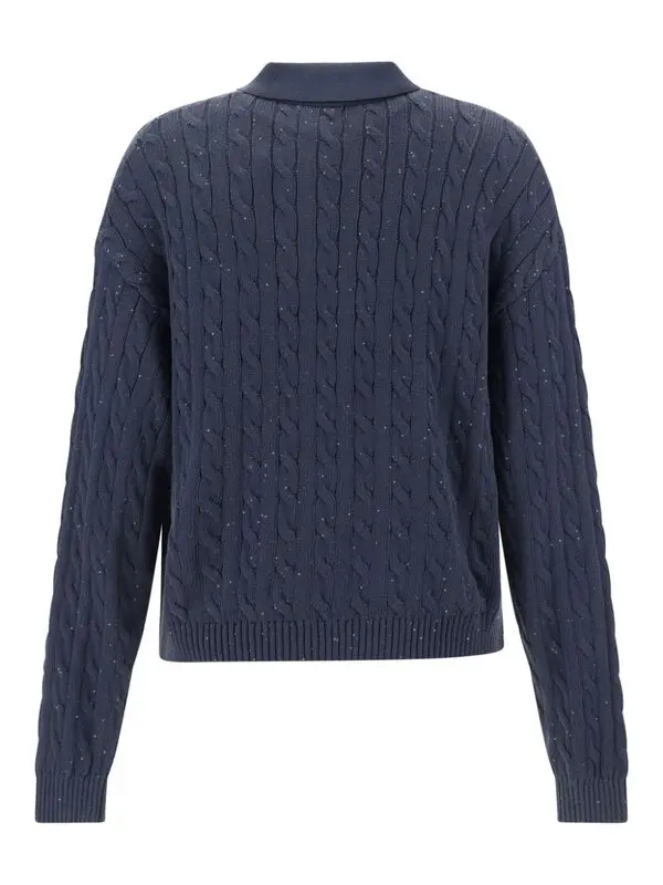 Brunello Cucinelli Sequin-embellished Cable-knit Sweater - Blue
