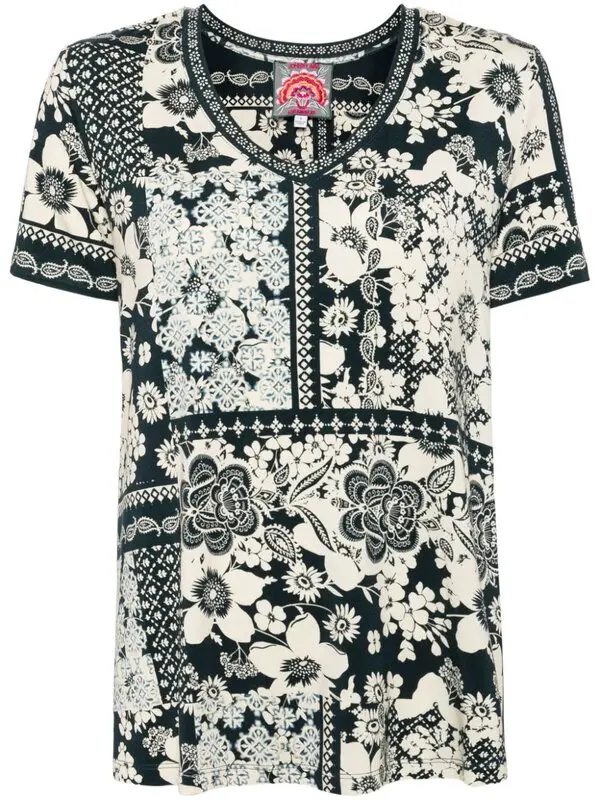 Johnny Was Janie Favorite Short Sleeve Tee - Neutrals