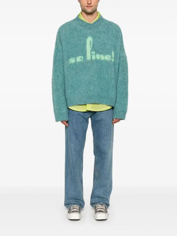 Martine Rose Brushed V-neck Sweater - Blue