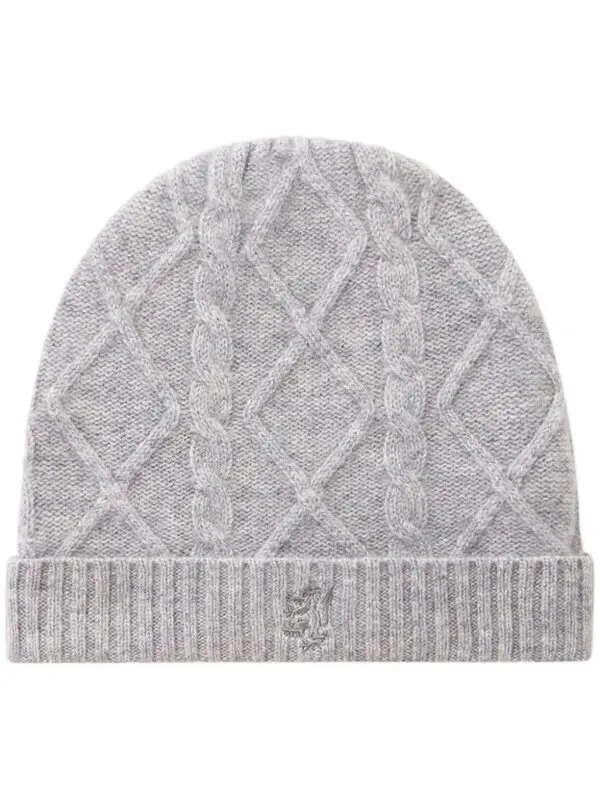 Pringle Of Scotland Cable-knit Cashmere Beanie - Grey