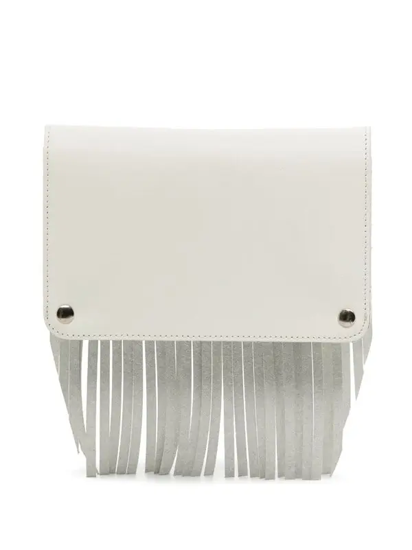 Comme Des Garçons Stud-embellished Fringed Leather Wallet - White