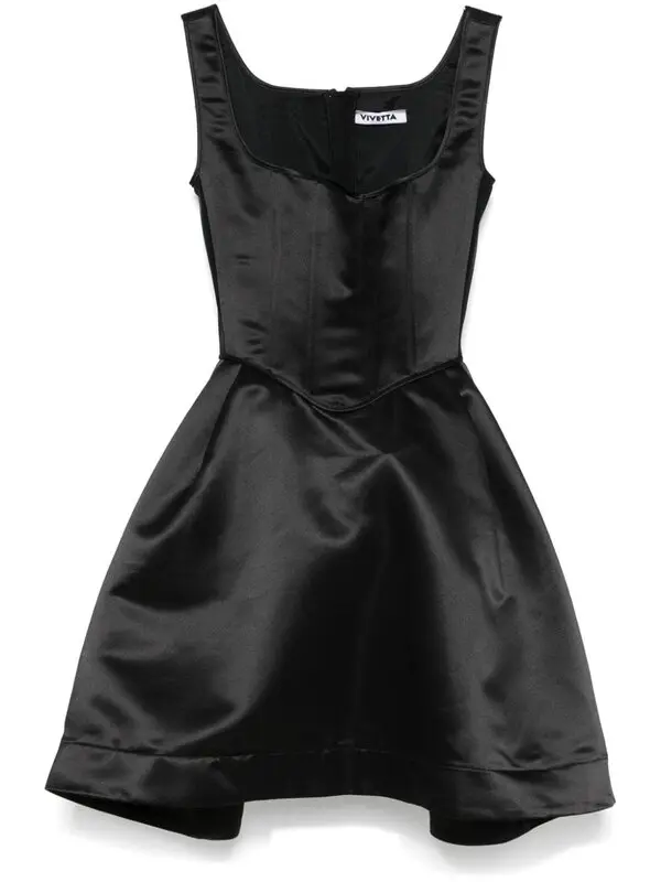 Vivetta Duchess Satin Mini Dress - Black