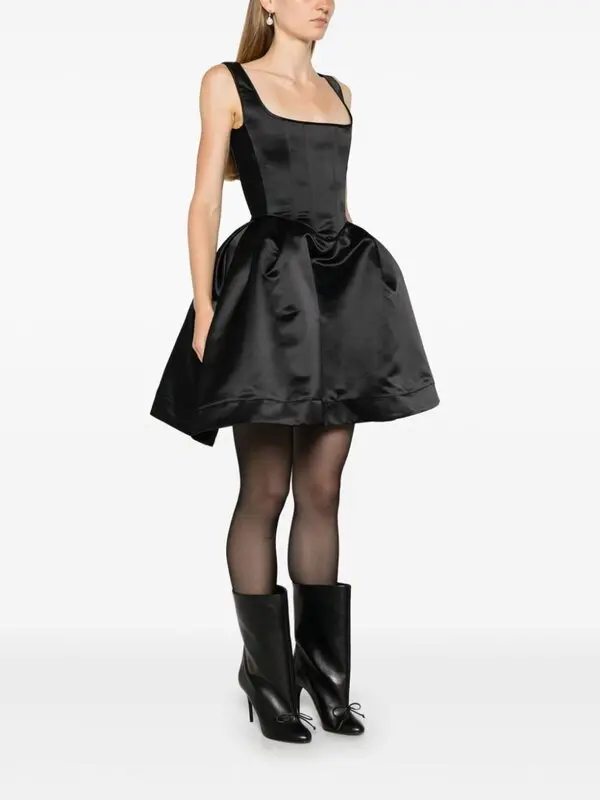 Vivetta Duchess Satin Mini Dress - Black