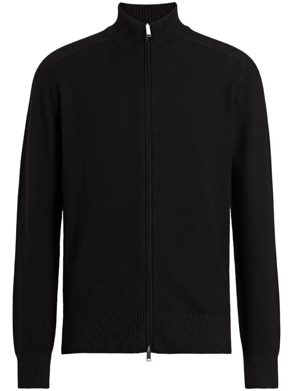 Zegna Cashseta Zip-up Cardigan - Black